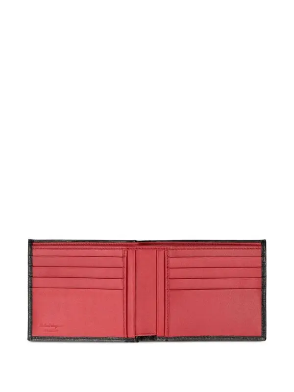 FERRAGAMO Hammered Leather Metal Gancini Bi-fold Wallet