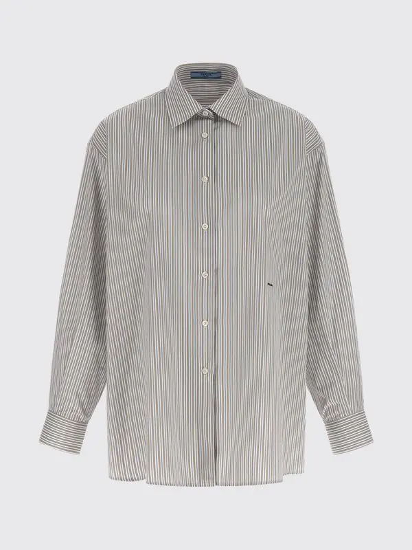 Prada Striped Cotton Poplin Shirt - Gray