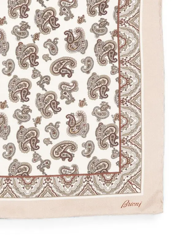 Brioni Printed Silk Pocket Square