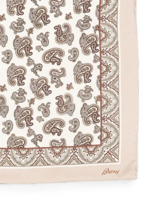 Brioni Printed Silk Pocket Square - Multicolor