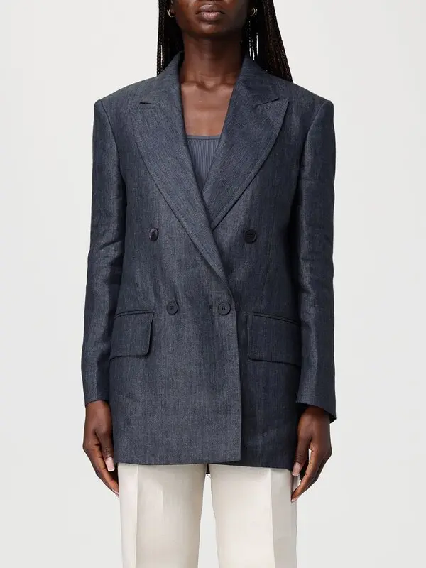Max Mara Double-breasted Denim Blazer - Gray