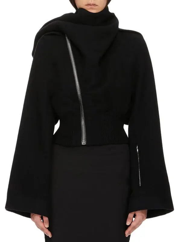 Rick Owens Bomber Scarf Flight In Wool - Black
