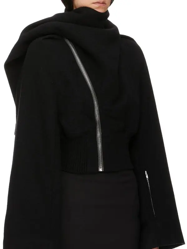 Rick Owens Bomber Scarf Flight In Wool - Black