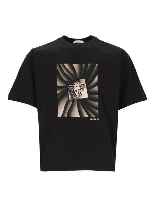 Versace Regular-fit Cotton Jersey T-shirt With Print - Black
