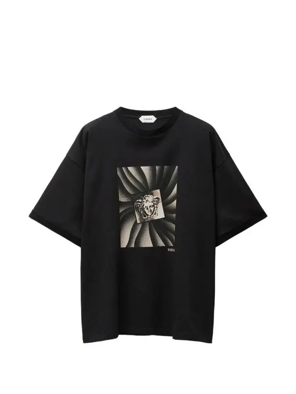 Versace Regular-fit Cotton Jersey T-shirt With Print - Black