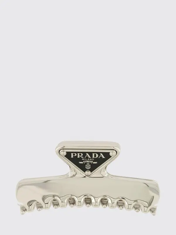 Prada Metal Hair Clip With Logo - Silver