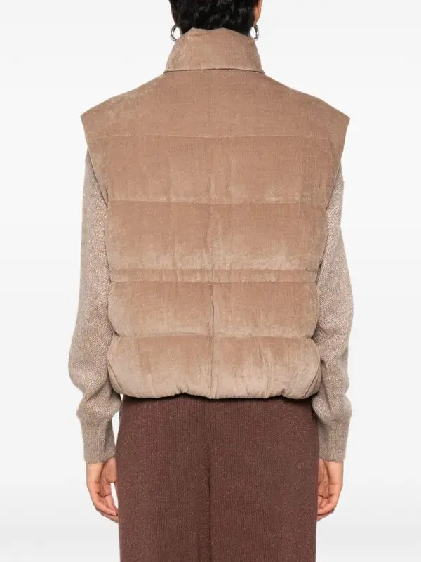 Brunello Cucinelli Corduroy Padded Down Vest - Multicolor