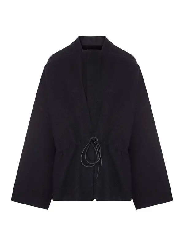 Rick Owens Wool Kimono Blouson With Belt - Black
