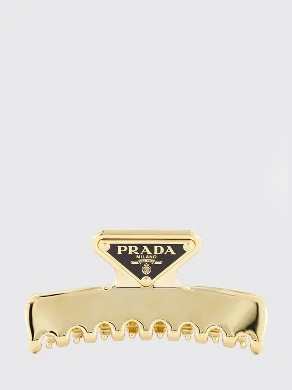 Prada Metal Hair Clip With Logo - Gold