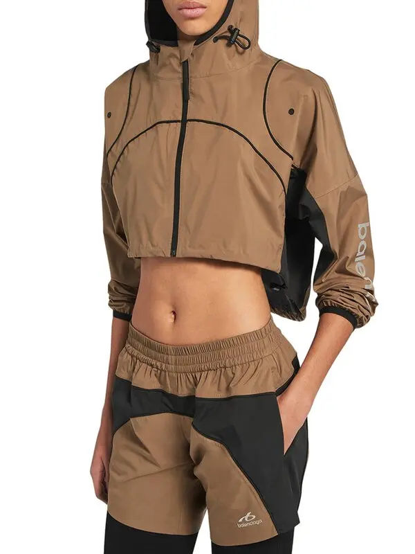 Balenciaga Techwear Cropped Jacket In Camel