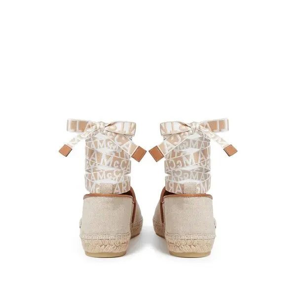 Stella McCartney Gaia Textured Canvas Espadrille Sandals - Cream