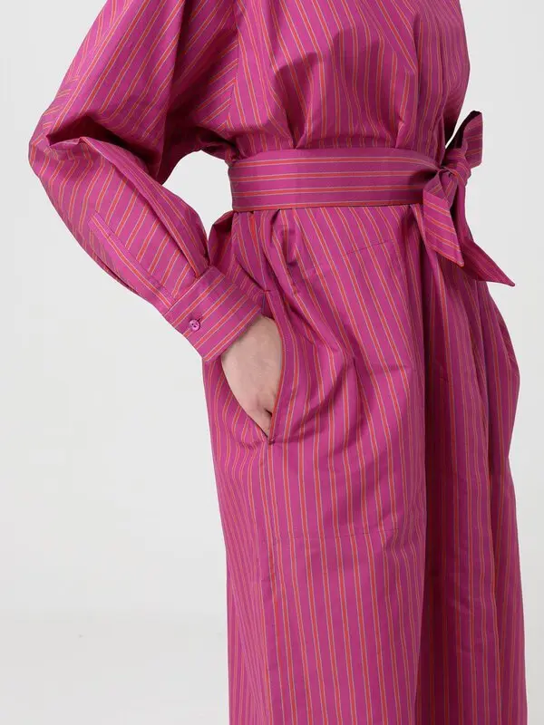 Max Mara Striped Cotton And Silk Chemisier Dress - Purple