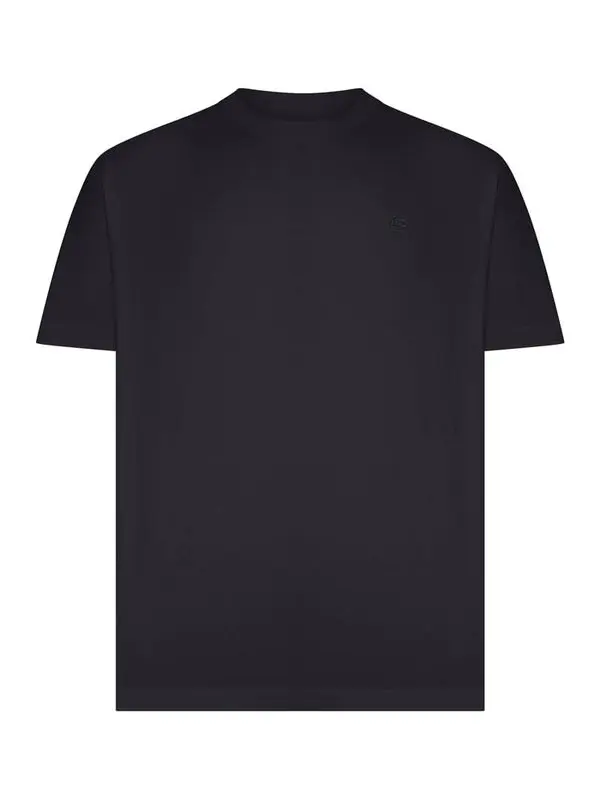 Etro Rome Cotton T-shirt With Embroidered Logo - Black
