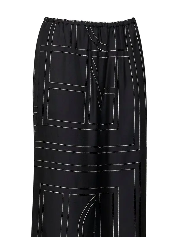 TOTEME Black Monogram Silk Pj Trousers