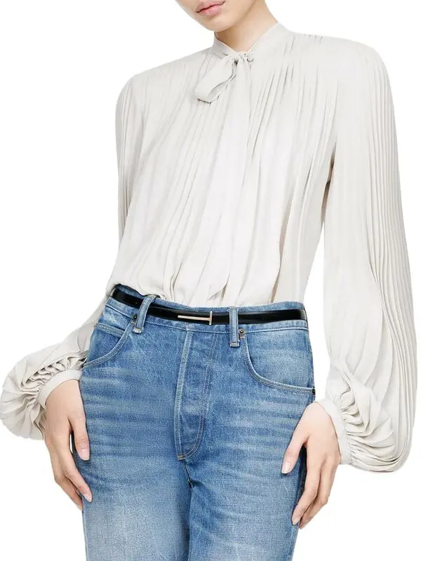 TOM FORD Thin Brushed Leather Belt