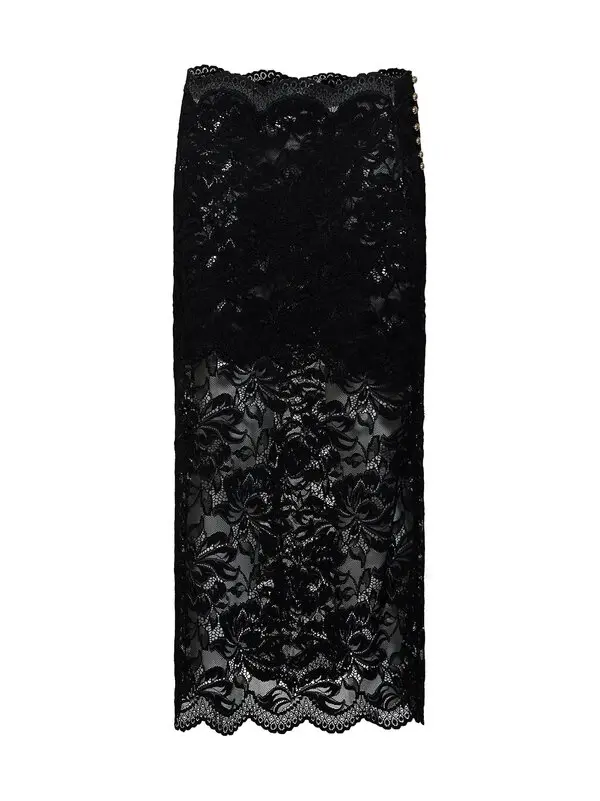 Rabanne Stretch Floral Lace Midi Skirt - Multicolor