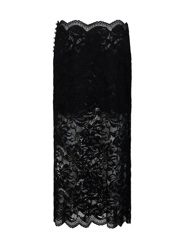 Rabanne Stretch Floral Lace Midi Skirt - Multicolor