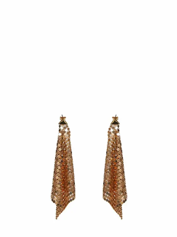 Rabanne Gold Chain Mail Pixel Flow Earrings - Multicolor
