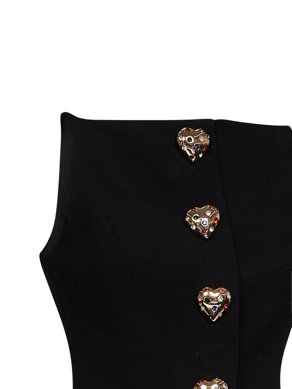 SELF-PORTRAIT Black Wool Crêpe Top