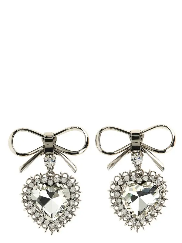 Alessandra Rich Metal Bow Earrings - Silver