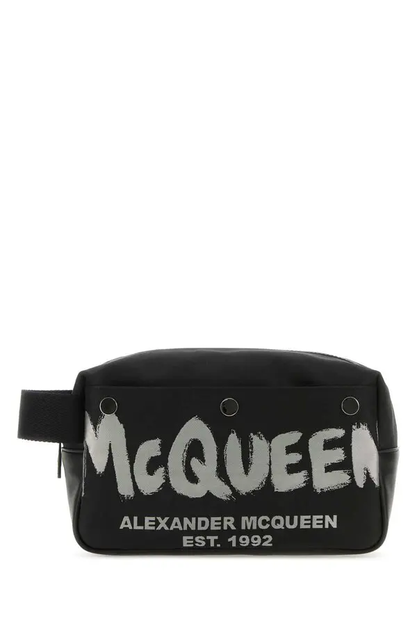Alexander McQueen Fabric Graffiti Beauty Case - Black