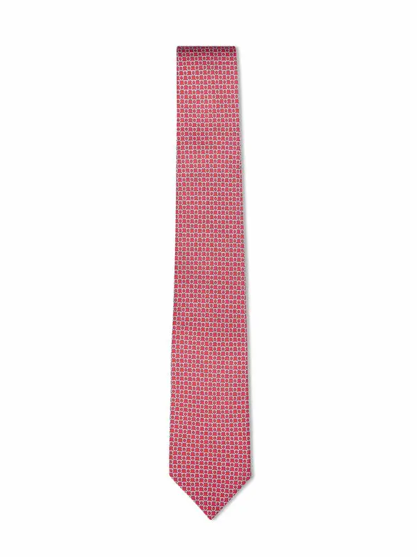 FERRAGAMO Gancini Silk Twill Carato Neck Ties - Multicolor