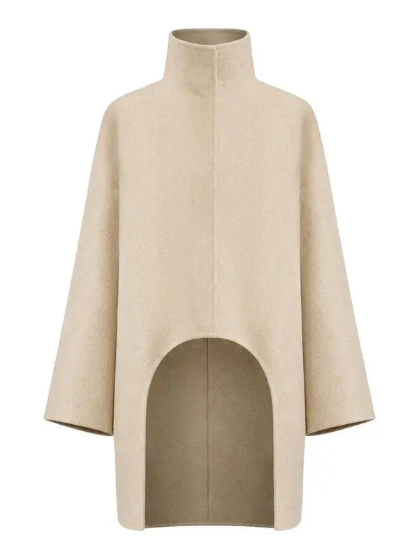 Alaïa Asymmetrical Cashmere Coat - Cream