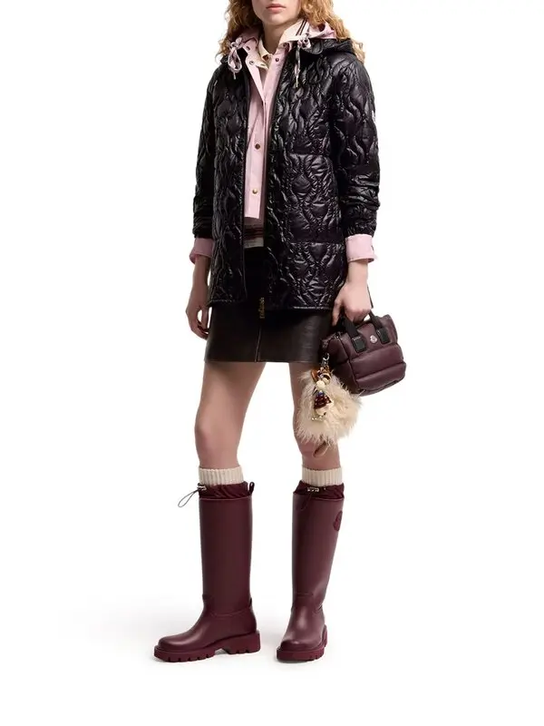 Moncler Midi Balette Down Jacket With Geometric Quilting - Black