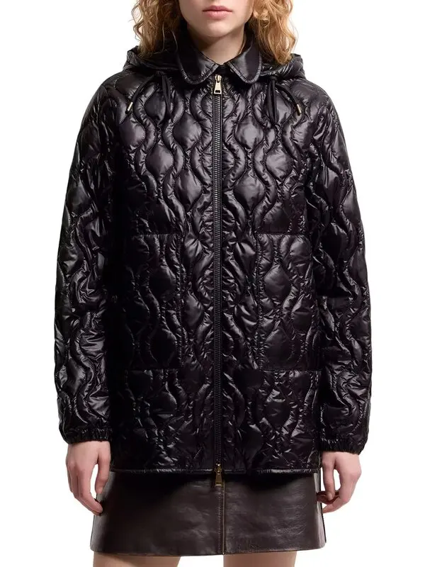 Moncler Midi Balette Down Jacket With Geometric Quilting - Black