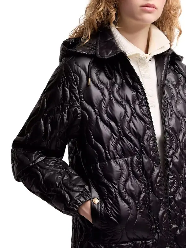 Moncler Midi Balette Down Jacket With Geometric Quilting - Black