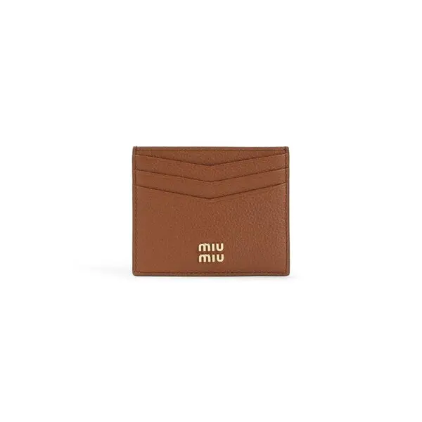 Miu Miu Calf Leather Card Case - Brown