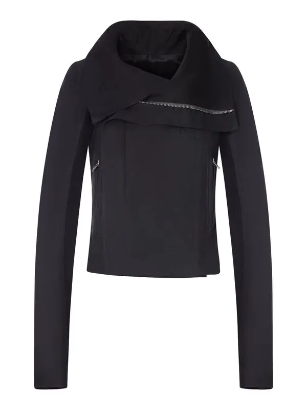 Rick Owens Biker Jacket With Wide Wrap Collar