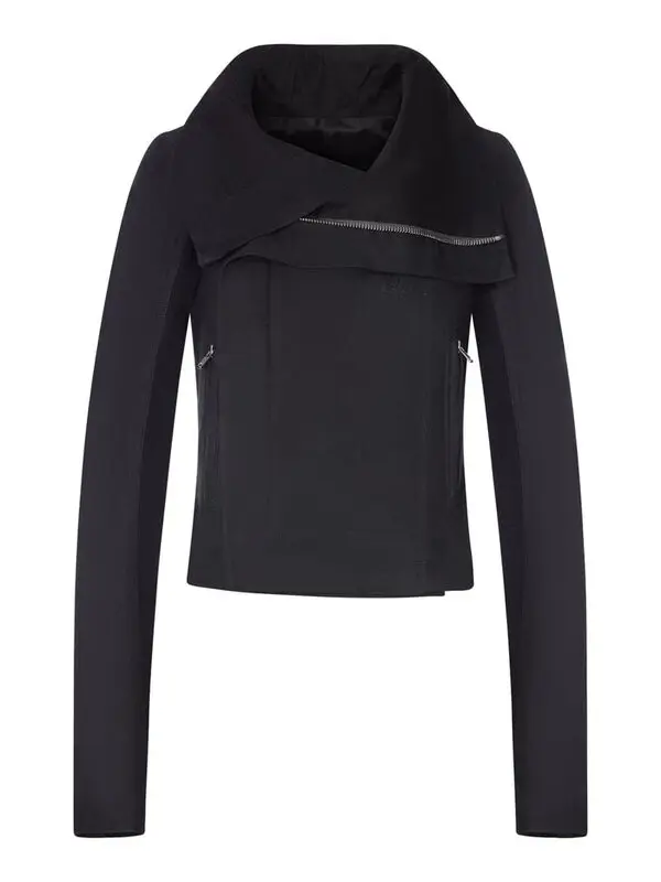 Rick Owens Biker Jacket With Wide Wrap Collar