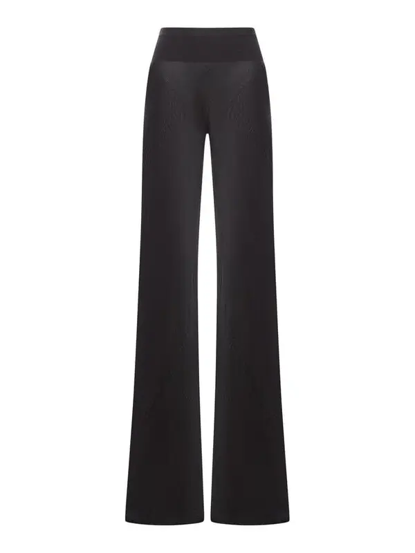 Rick Owens Silk Bias Flare Trousers - Black