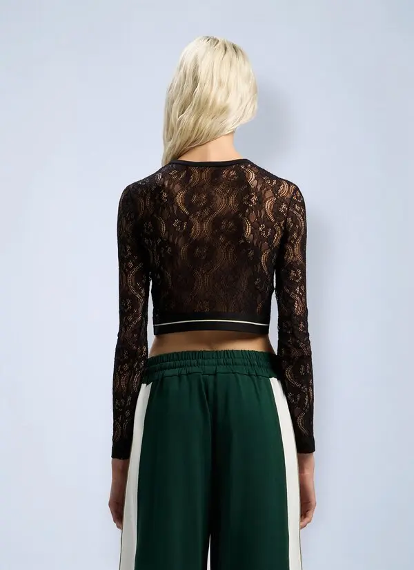 Palm Angels Classic Logo Lace Top
