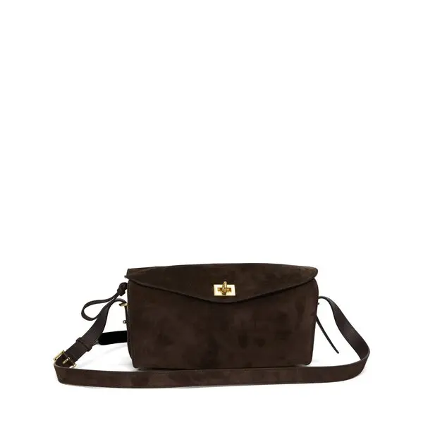 Balenciaga Calf Suede Satchel And Cross Body Bag - Brown