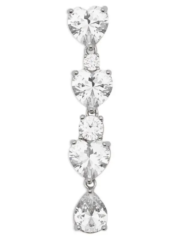 SELF-PORTRAIT Crystal Heart Tiered' Earrings - Silver