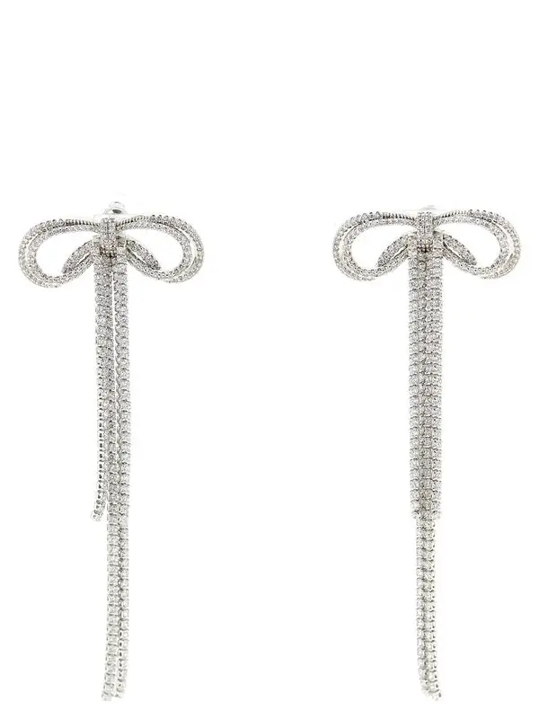 SELF-PORTRAIT Double Crystal Bow' Earrings - Silver