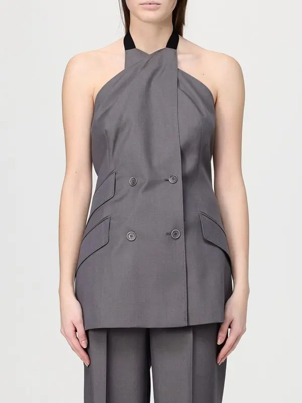 Max Mara Wool Gabardine Halter Top - Gray