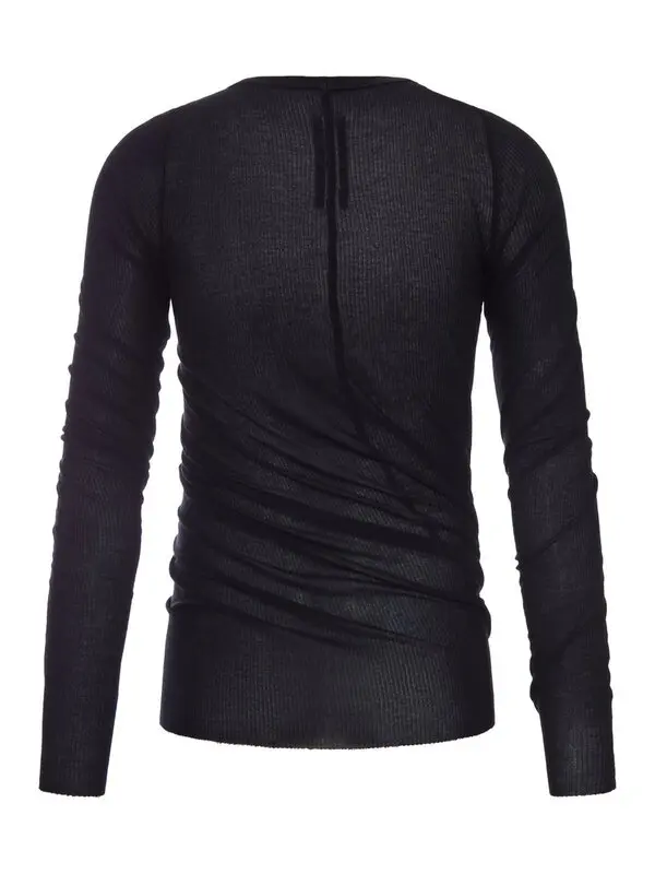 Rick Owens Semi-transparent Ribbed T-shirt With Draping
