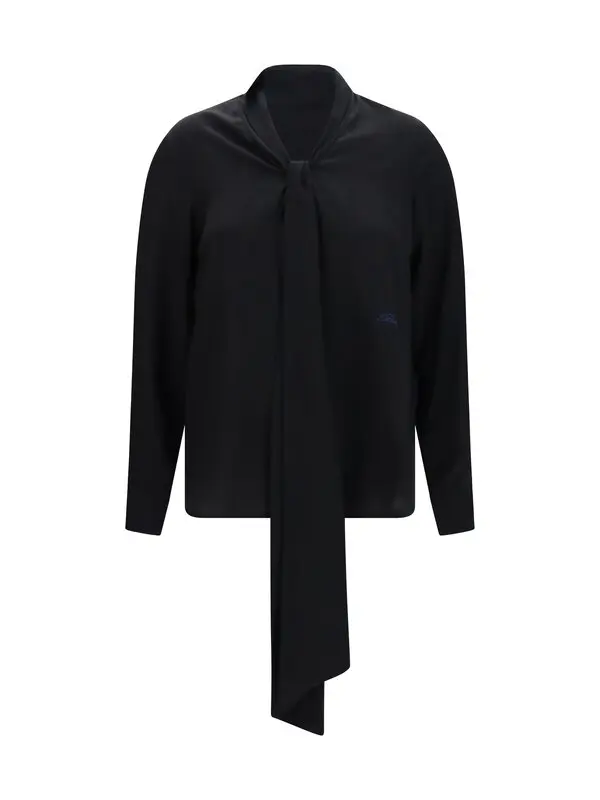 Burberry Silk Blouse With Embroidered Logo