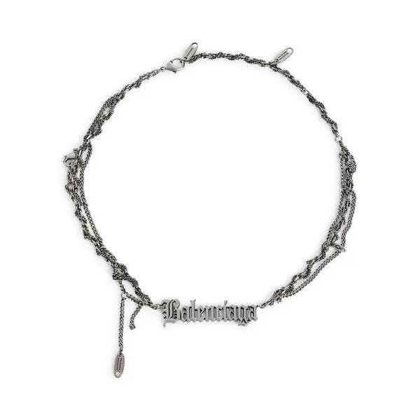 Balenciaga Typo Destroyed Necklace - Silver