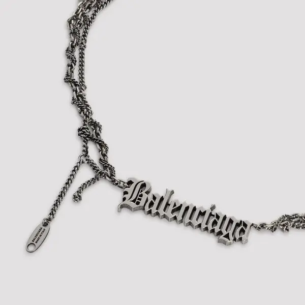 Balenciaga Typo Destroyed Necklace - Silver
