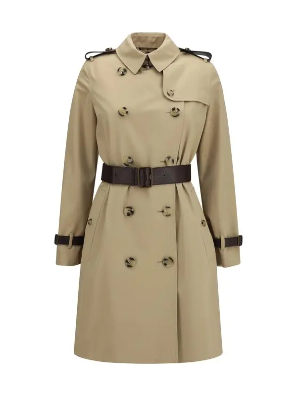 Burberry Kensington Midi Leather Trench - Cream