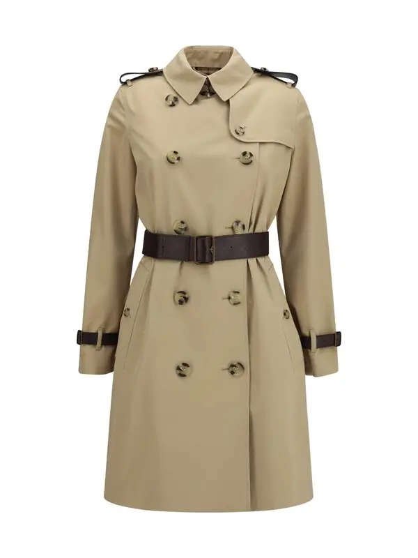 Burberry Kensington Midi Leather Trench - Cream
