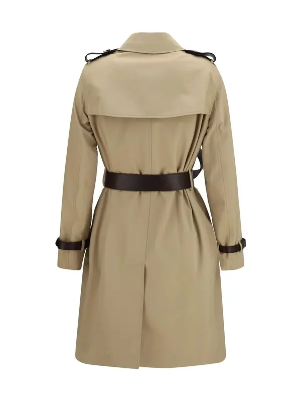 Burberry Kensington Midi Leather Trench - Cream