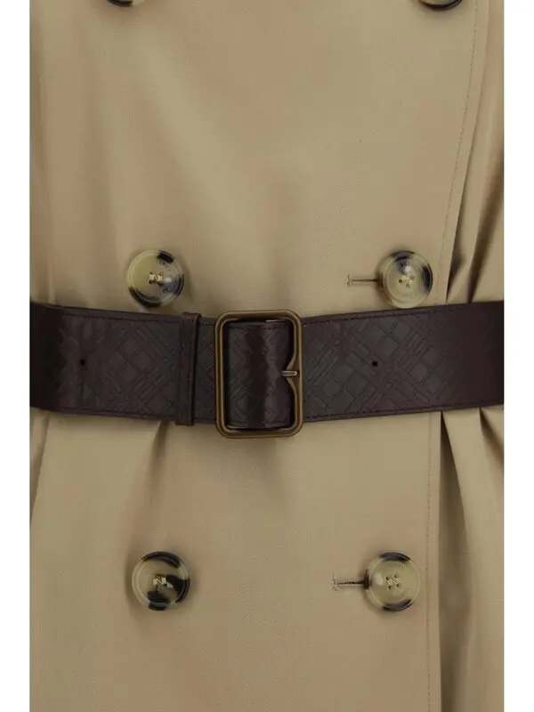 Burberry Kensington Midi Leather Trench - Cream