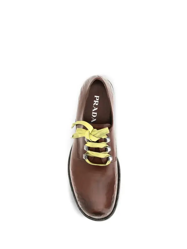 Prada Antique Leather Lace-up Loafers