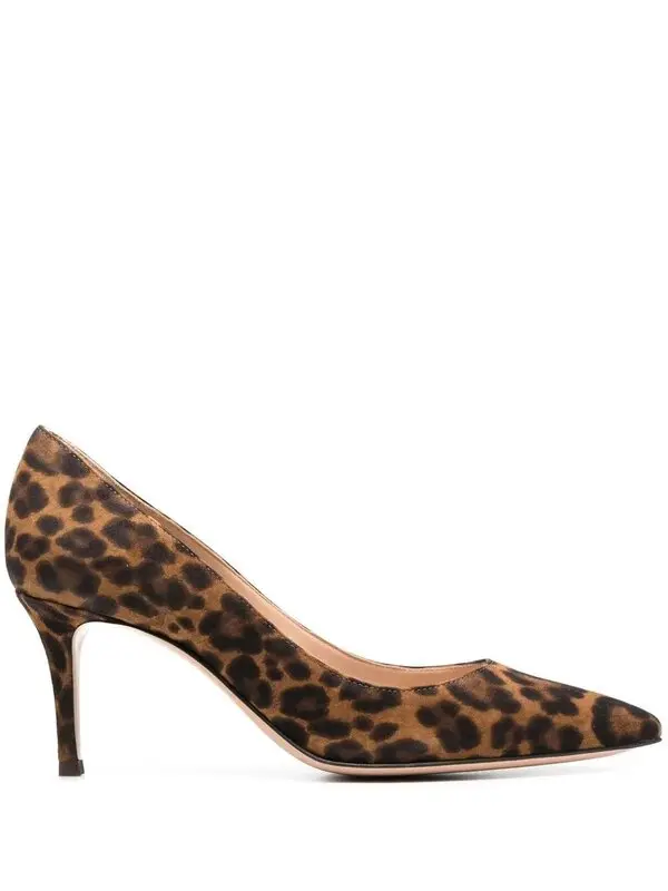 GIANVITO ROSSI Leopard-print Suede Pumps - Brown