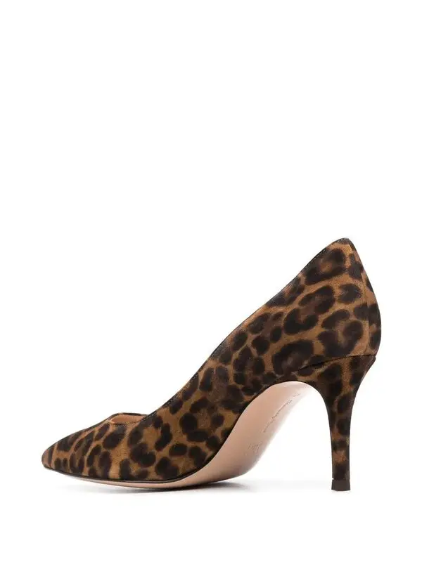 GIANVITO ROSSI Leopard-print Suede Pumps - Brown